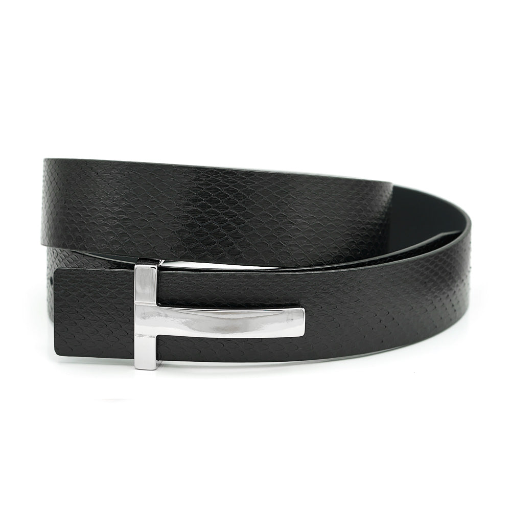 Black Python Leather belt, Iconic Collection | Bocane